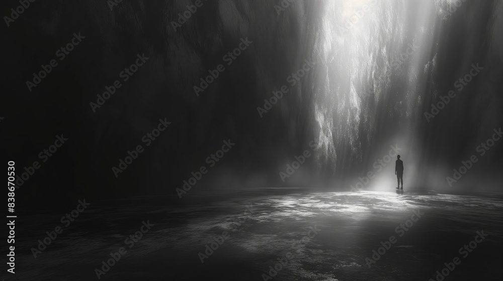 Alone in the Dark, Mental Health Awareness Illustration, Copy Space for ...