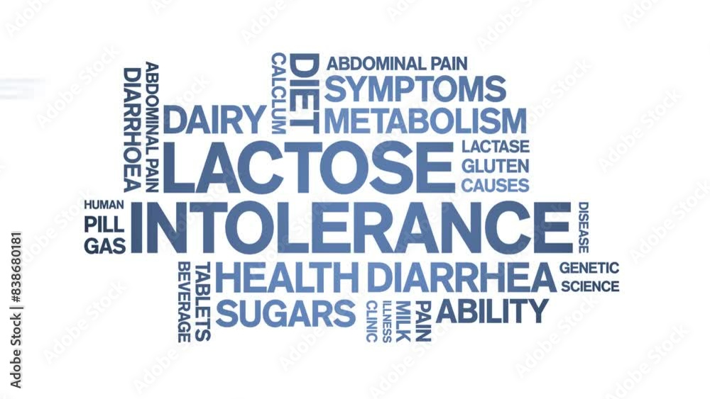 Lactose intolerance animated word cloud;text design animation tag ...