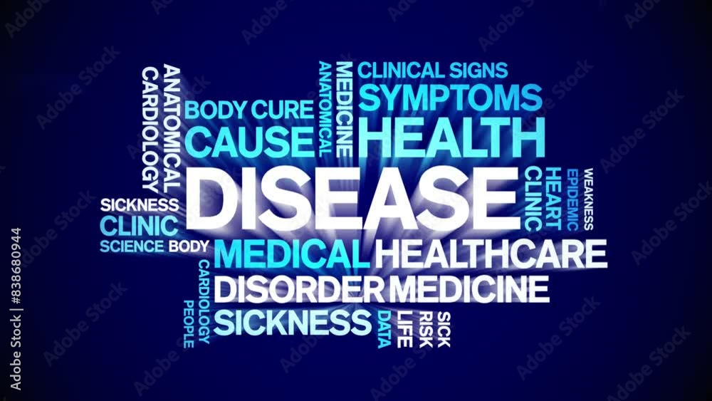 Disease animated word cloud;text design animation tag kinetic ...
