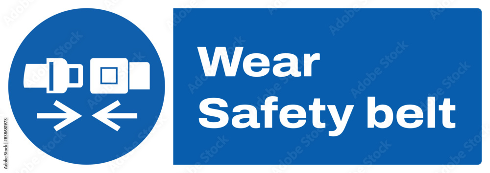 ISO mandatory safety signs_wear safety belt landscape size 1/2 a4,a3,a2 ...