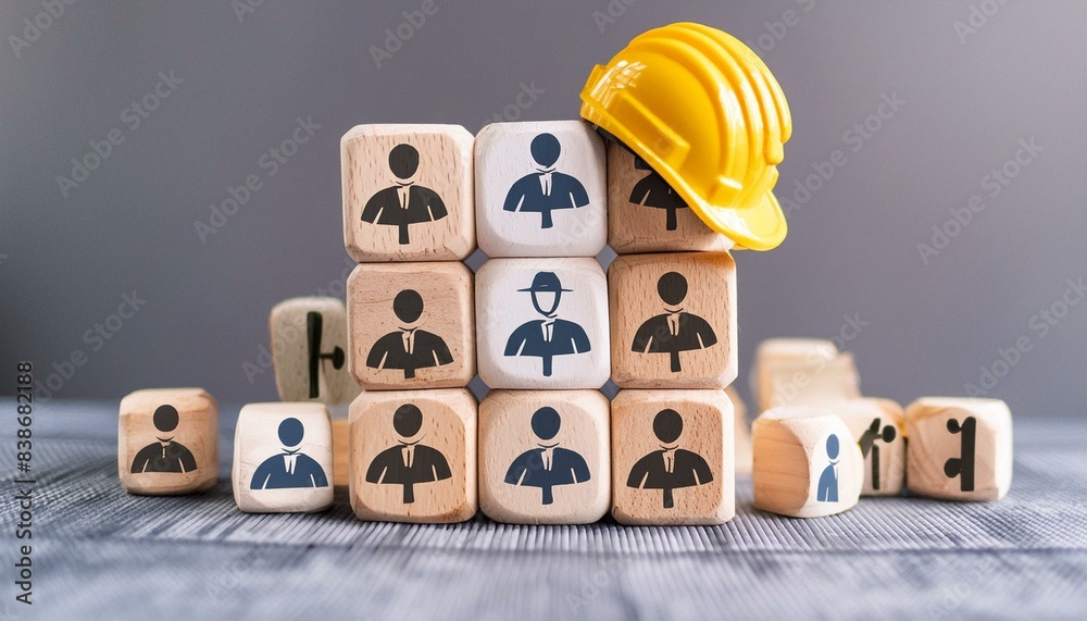 Safety first symbols, work safety, caution work hazards, danger ...