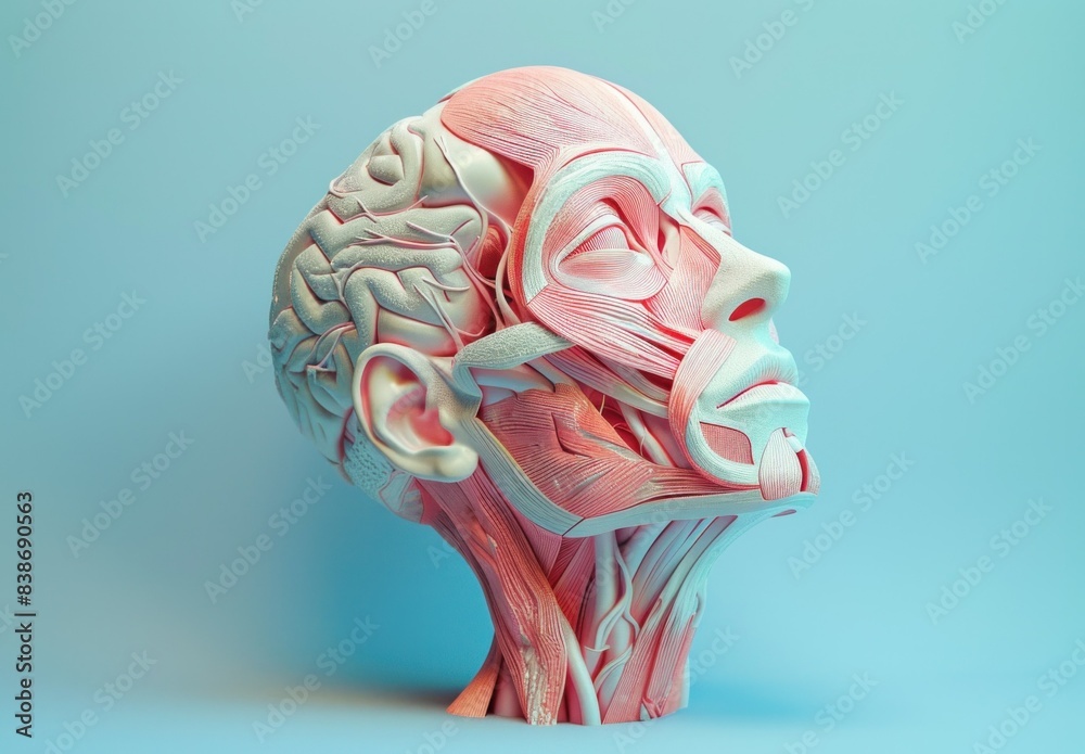 Human head anatomy 3d model with side muscles for medical education and ...