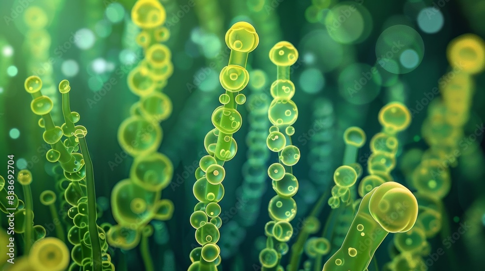 Cyanobacteria flat design front view photosynthesis theme animation ...