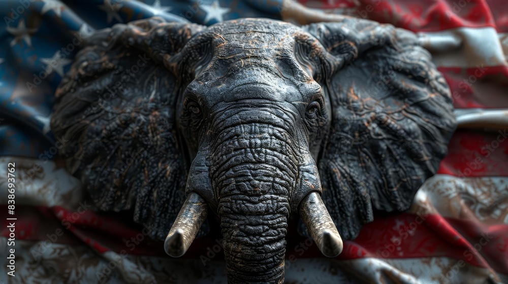 Detailed 3D render of a majestic elephant, Republican Party symbol, on ...