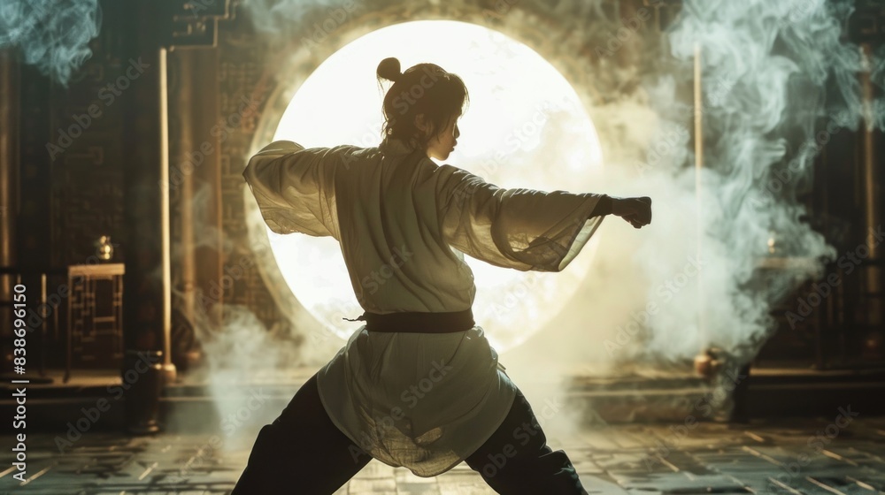 With every strike, the kung fu master's controlled movements create a ...