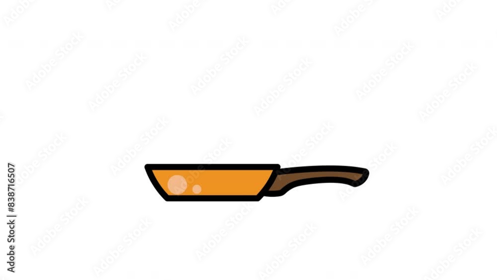 Animated frying pan icon . Seamless looping video with alpha channel on ...