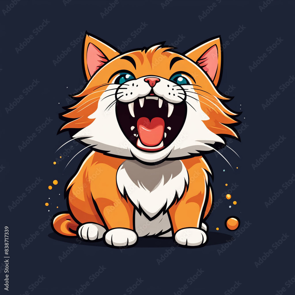 cute cat roar cartoon illustration vector logo Stock Illustration ...