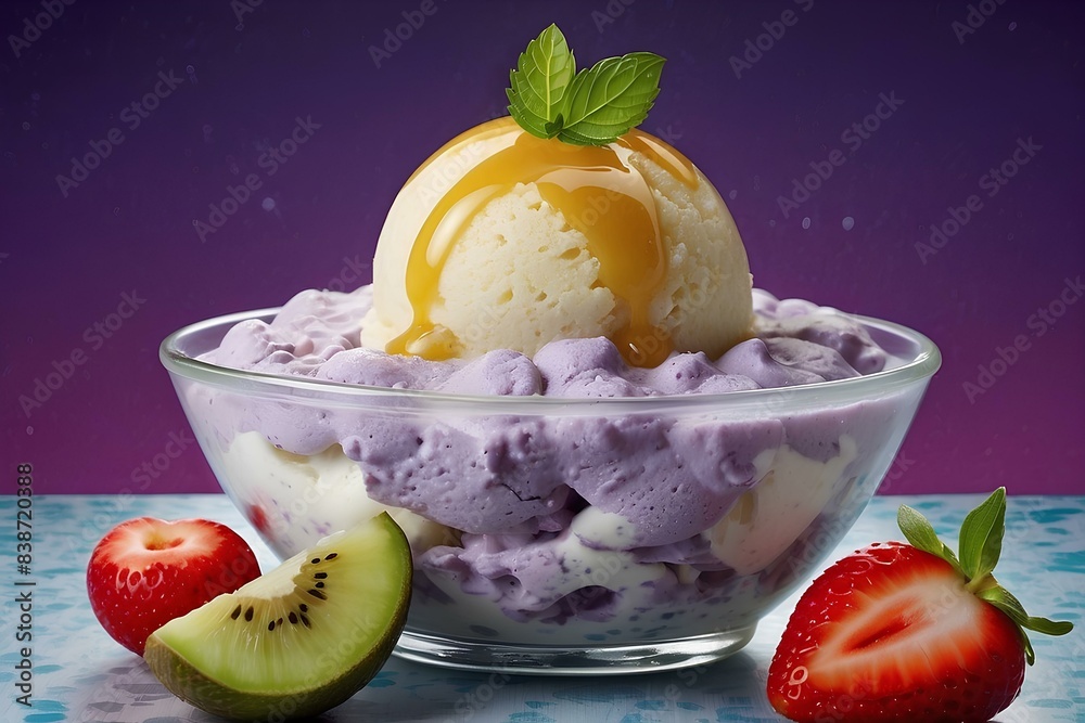 Halo-halo ice cream with fruits Stock Photo | Adobe Stock