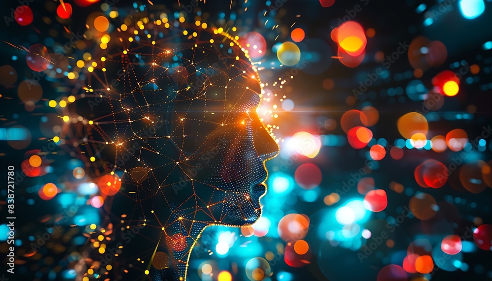 High-resolution photo of a digital human head filled with ...