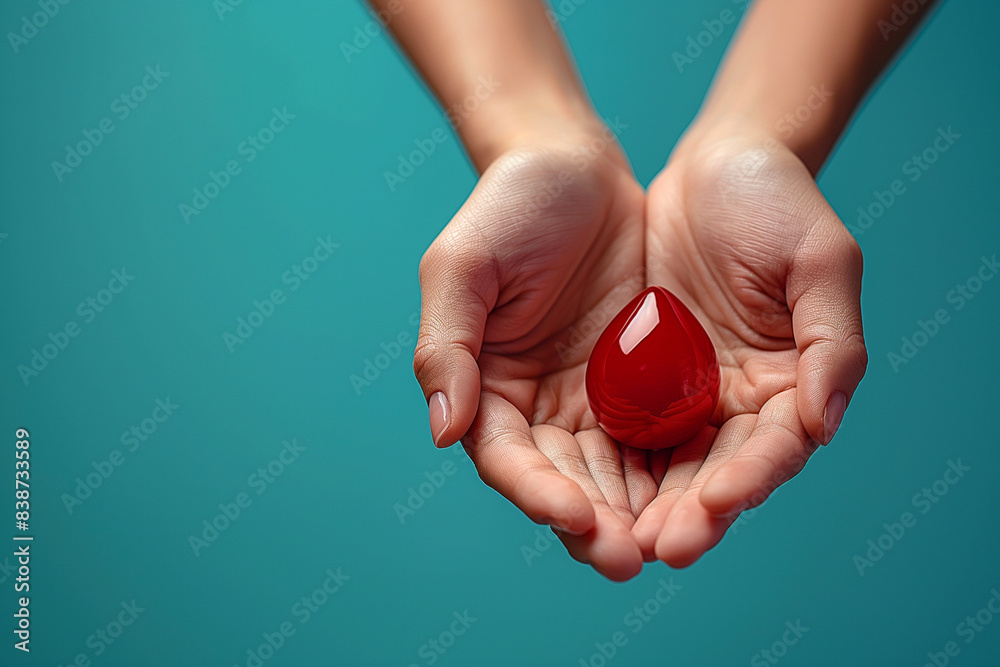 “Hand Holding Blood Drop with Red Cross Symbol”. World blood donor day ...