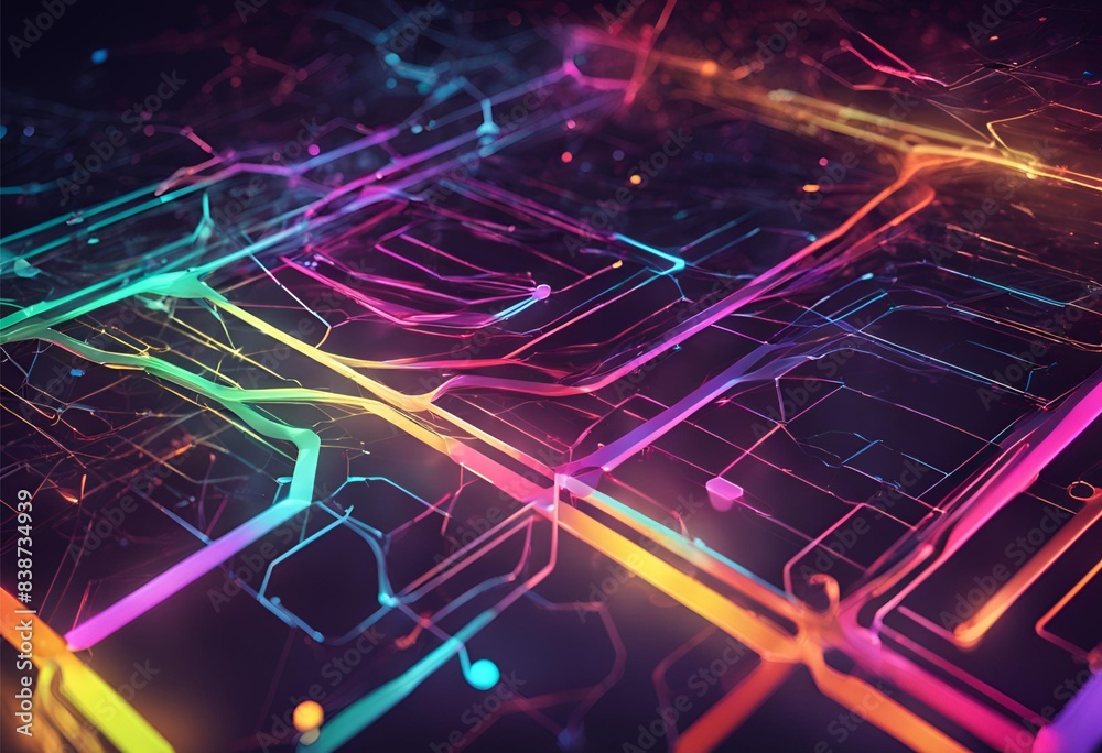 "Dynamic IT logo with abstract neon background, interconnected dots and ...