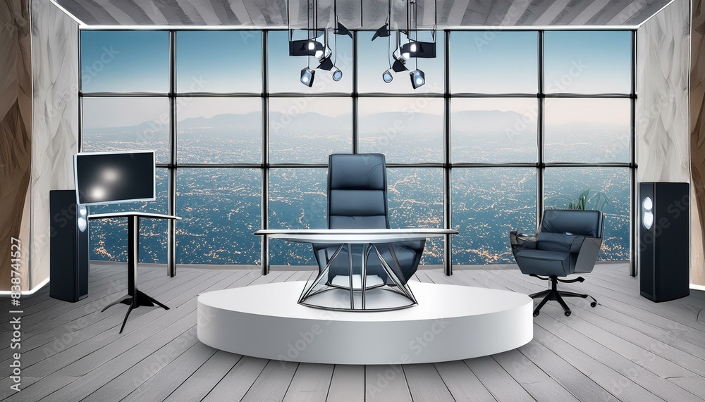 interior of a modern building, communication network, Breaking news ...