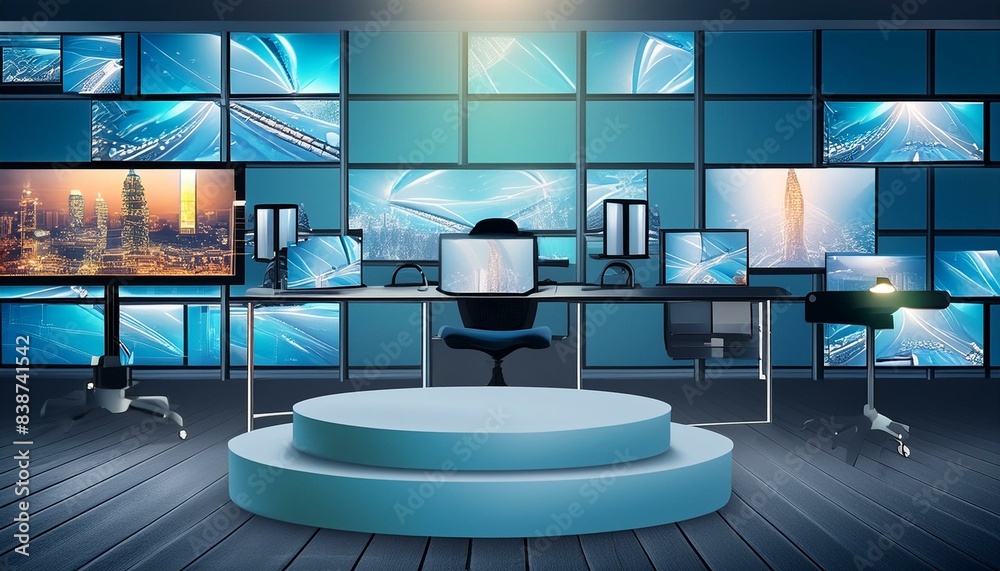 ภาพประกอบสต็อก interior of a modern building, communication network ...