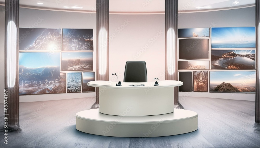 interior of a modern building, communication network, Breaking news ...