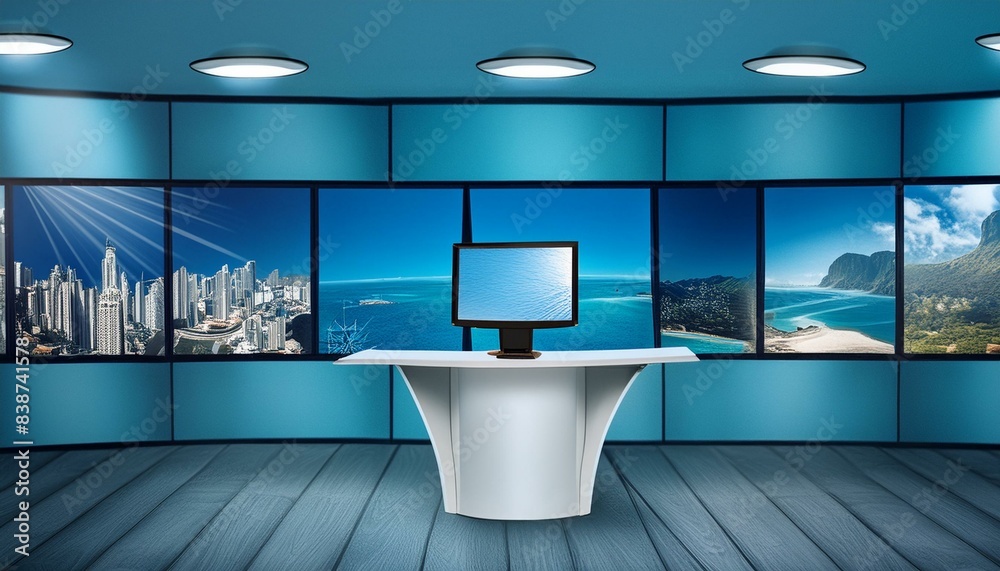 interior of a modern building, communication network, Breaking news ...