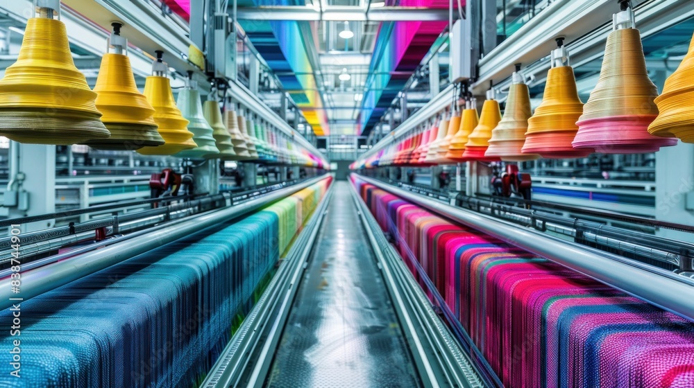 large weaving factory Innovative textile machinery that creates color ...
