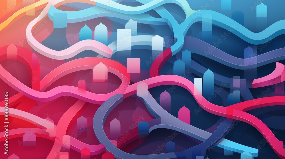 Explore a detailed roadmap texture in a flat illustration style with ...