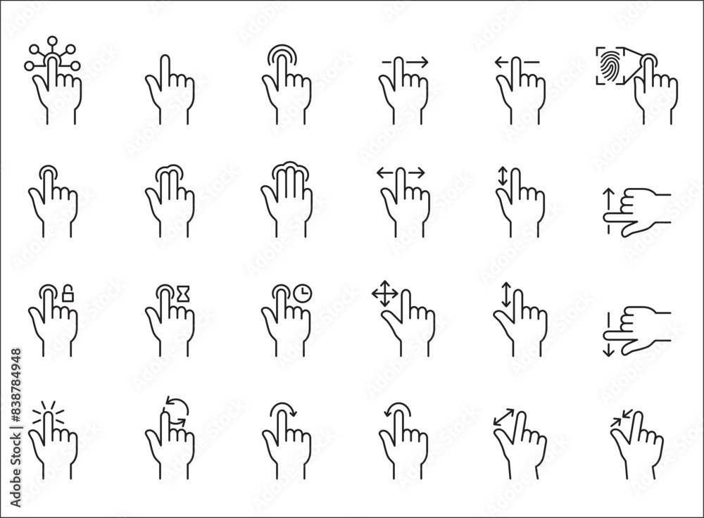 Finger touch screen gesture icon set. Touch and swipe gesture vector ...