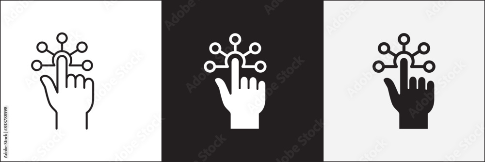 Finger touch screen gesture icon set. Navigation and control touch ...