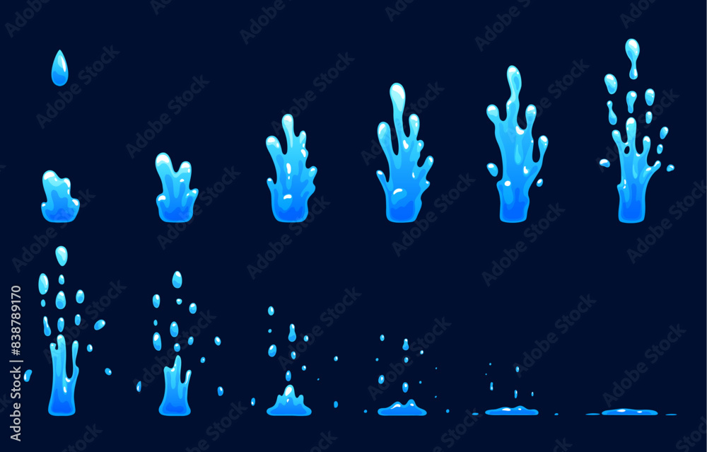 Water splash sprite sheet animation for FX effect of fountain splashing ...