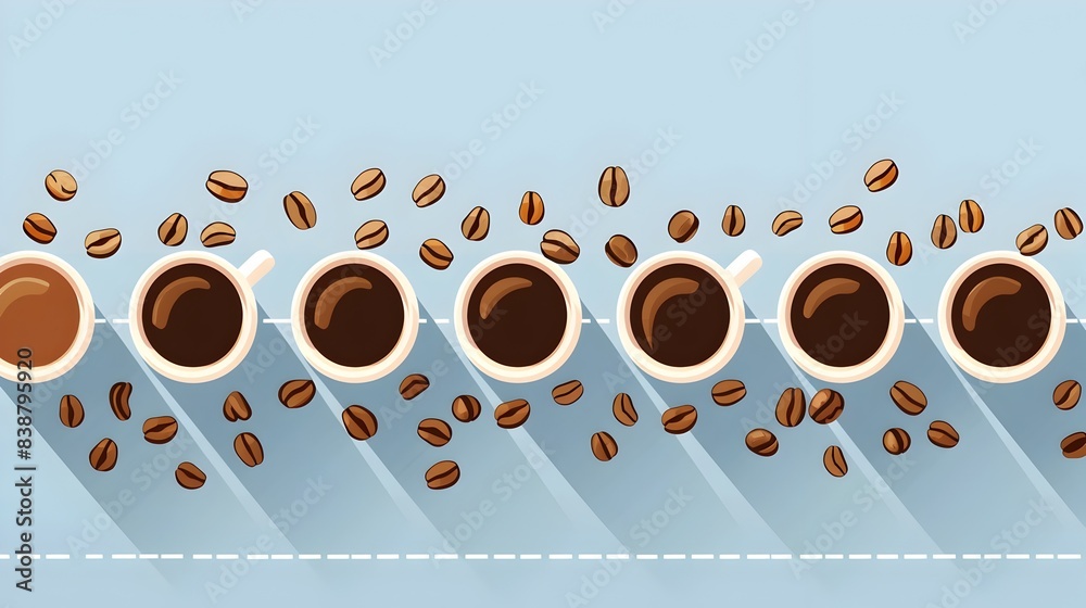 Elegant Infographic Line of Coffee Cups and Beans on Minimalist ...