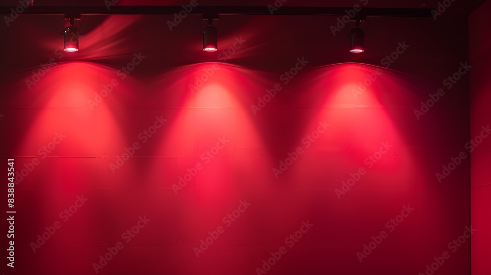 Red Light on Wall Empty Product Display Background, Red light, wall ...