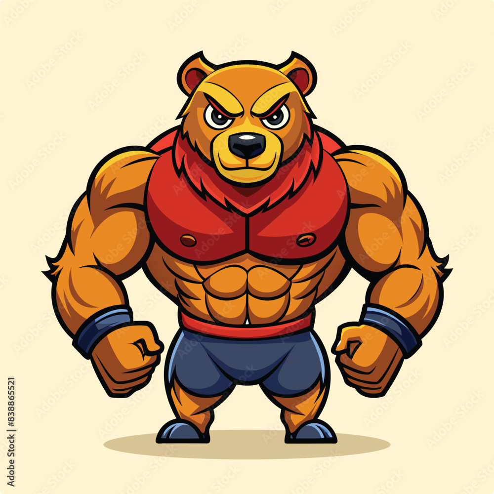 cartoon bear bodybuilder. cartoon illustration of muscular bear mascot ...