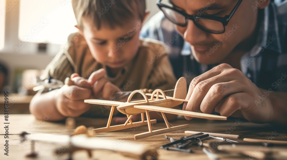 Heartwarming Father's Day photograph of a father and child building a ...