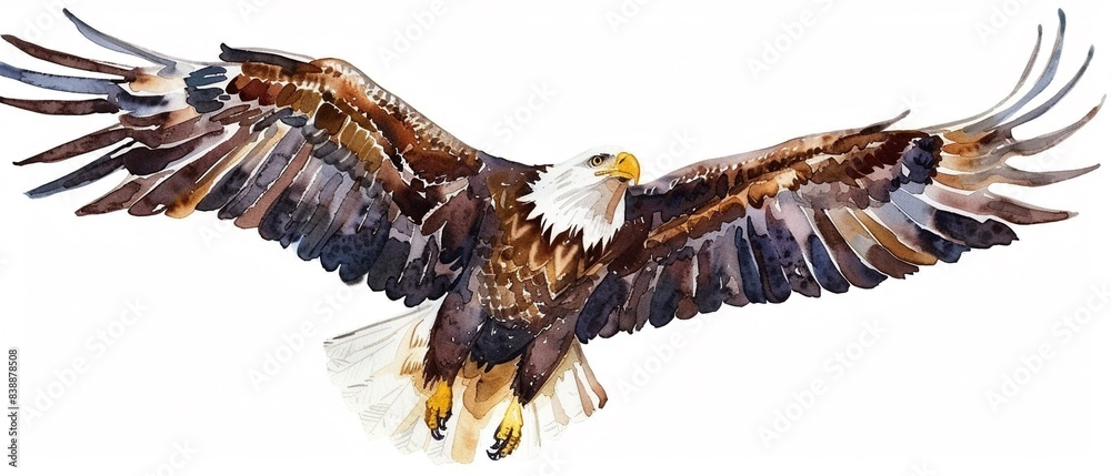 Majestic watercolor eagle in flight, clipart isolated, for a symbol of ...
