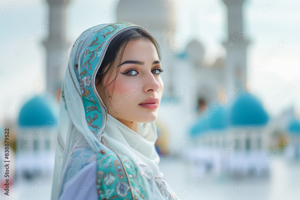 Beautiful Muslim woman with a good demeanor and fit physique, dressed ...