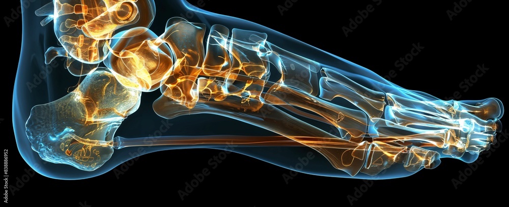 Forensic X-ray of a foot with a broken toe, clear injury depiction ...