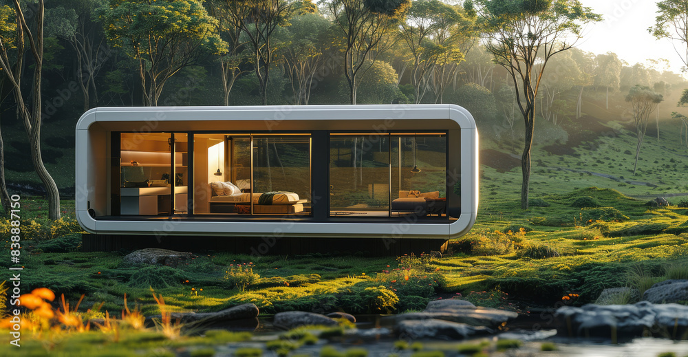 One bedroom tiny modern minimalist modular eco chalet cabin square pod ...