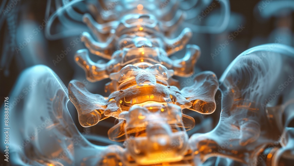 Human Anatomy X-ray of the spinal column, detailed vertebrae, medical ...