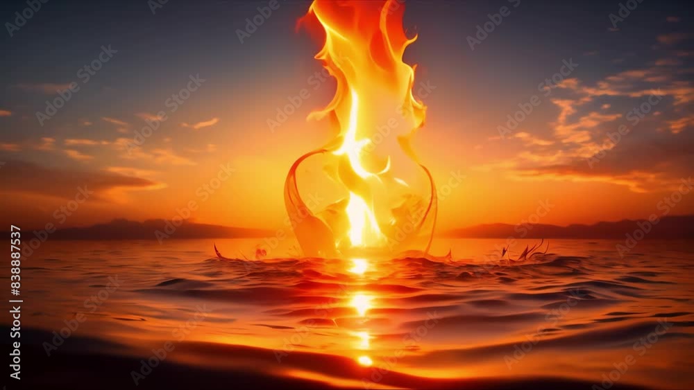 Symbols of flames sunbeams wind and water depict balance in energy ...