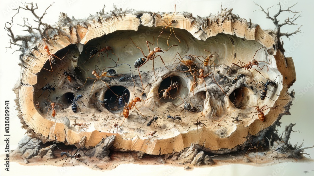 Foto de A cross-sectional illustration of a slave-making ant nest ...