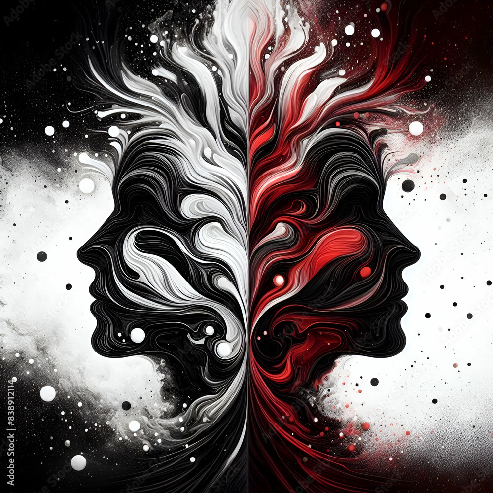 Image of a person's mind, the difference between two parts of it`s mind ...