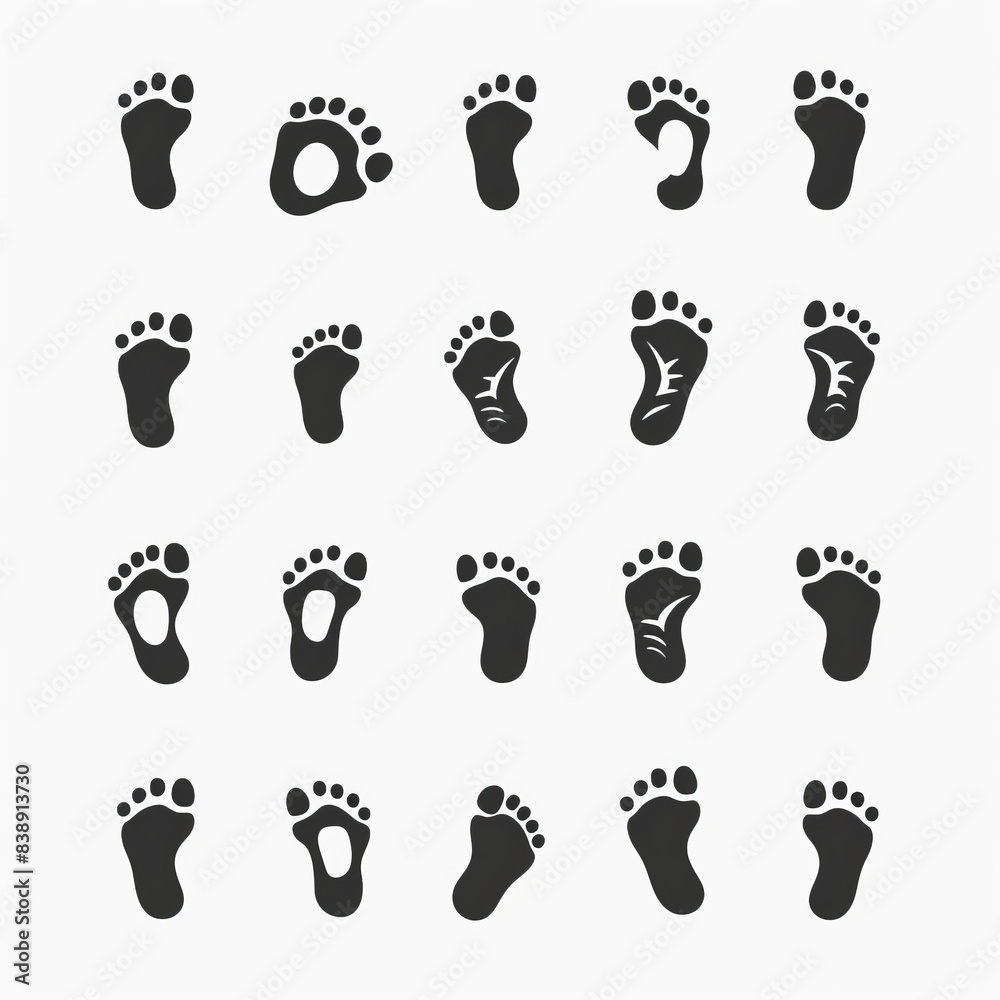 Footprint icon, aliens foot print symbol, humanoids barefoot sprint ...