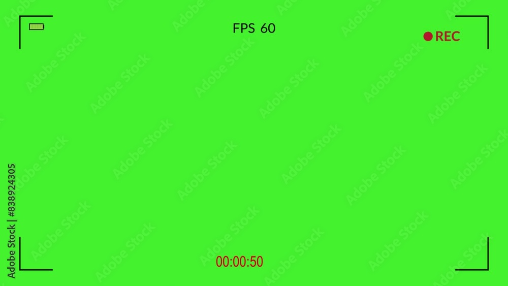 Camera recording screen on green background. video camera frame ...