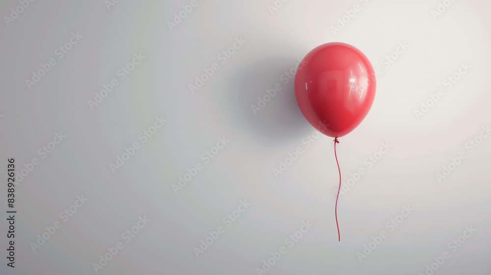 A red balloon floating in front of a white background. The balloon is ...