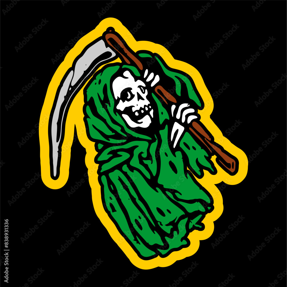 vector illustration tracing artwork of a grim reaper death calling ...