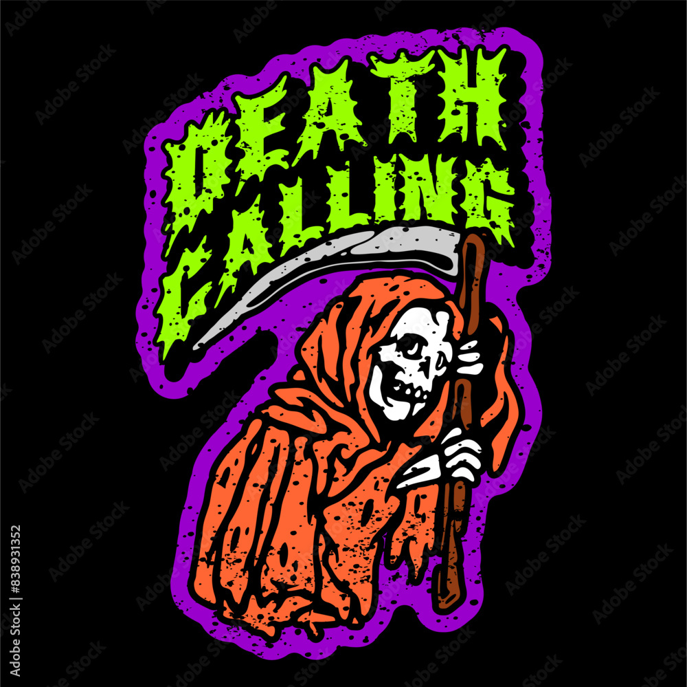 vector illustration tracing artwork of a grim reaper death calling ...