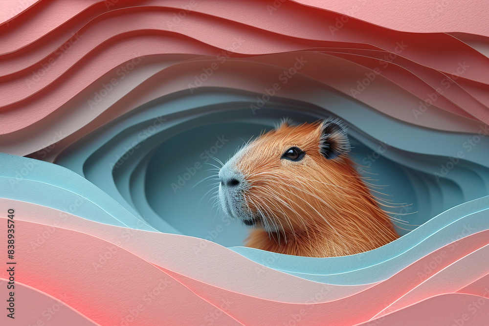 Cute adorable capybara, simple flat illustration with pastel color and ...