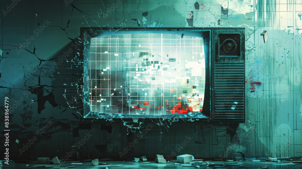 Experience a post-apocalyptic world through a glitched CRT TV screen ...