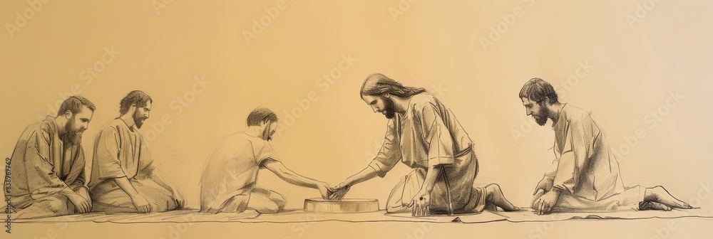 Jesus Washing the Feet of His Disciples, Illustrating Humility and ...