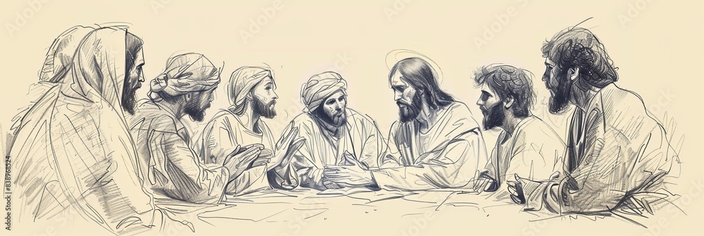 Jesus Teaching His Disciples the Lord’s Prayer, Biblical Illustration ...