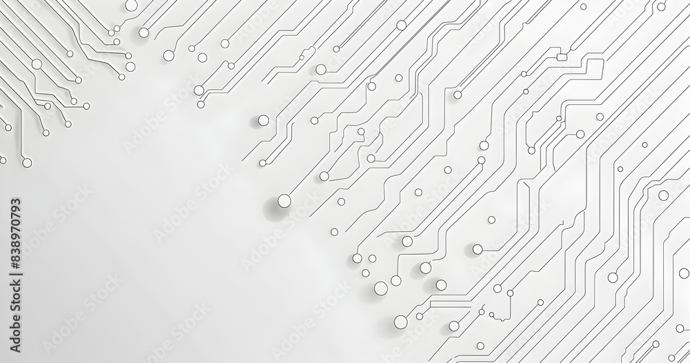 Vector White Background With Grey Circuit Board Lines Tech Vector Background For Banner Design