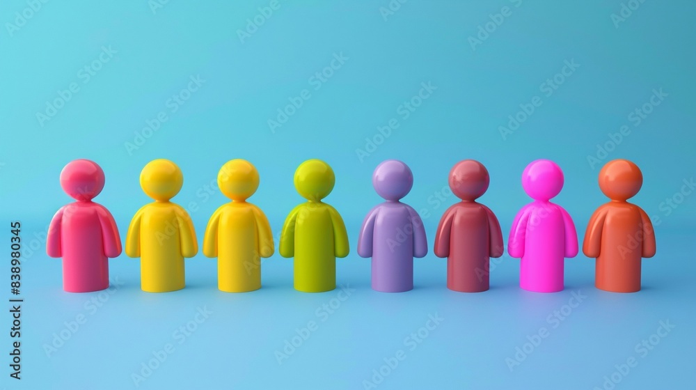 Minimalist 3D cartoon of a dynamic team building activity, concept of ...