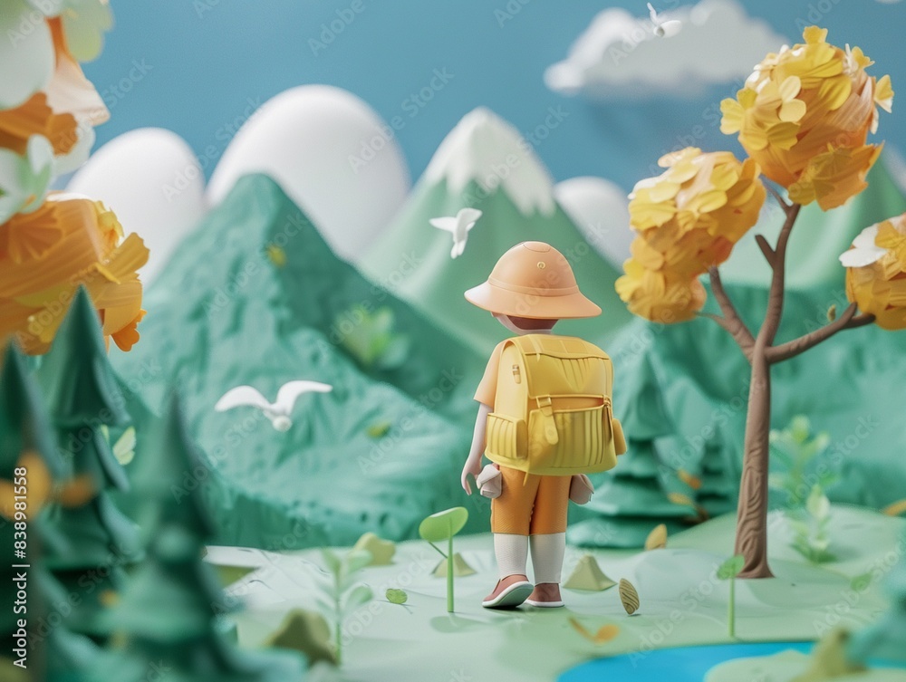 Animated 3D educational field trip, minimalist design, concept of ...