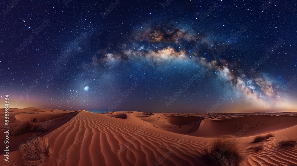 Sahara Desert Under the Starry Night Sky. A realistic photo of the ...