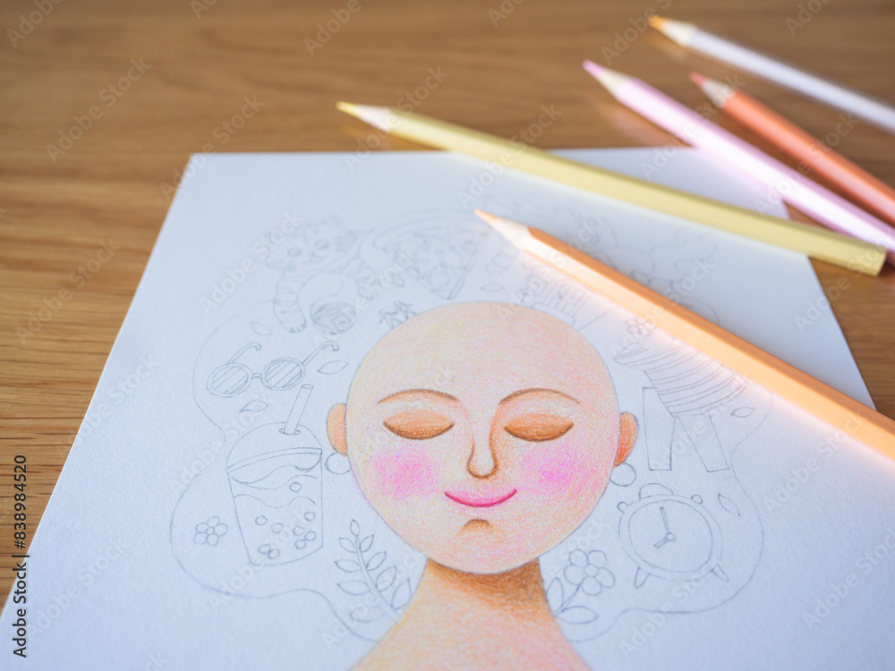 hand drawing people head chakra body mind mental health healing ...